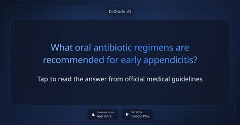 What Oral Antibiotic Regimens Are Recommended For Early Appendicitis
