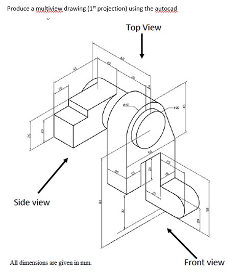 Solved Produce A Multiview Drawing St Projection Using Chegg