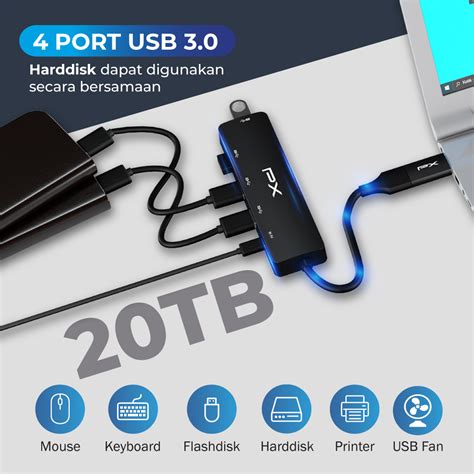 Jual USB Type C Hub Converter USB 3 0 OTG Type C 5 In 2 PX UCH05AC Shopee Indonesia