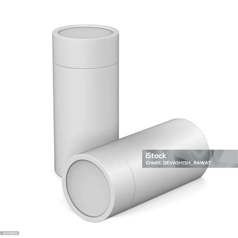흰색 골 판지 제품 패키지 모의 대 한 라운드 컨테이너 박스를 빈 및 템플릿 디자인 3 차원 일러스트 레이 션 종이에 대한 스톡 사진 및 기타 이미지 Istock