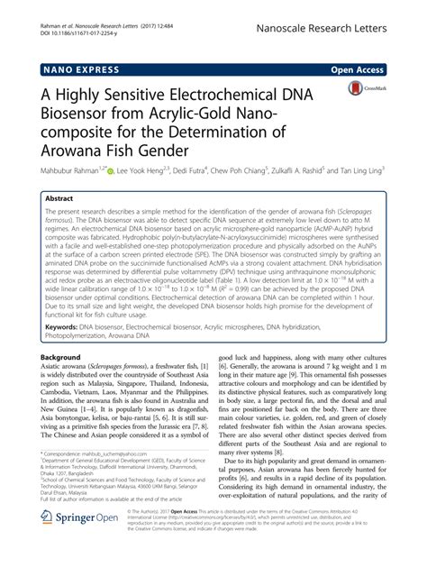 Pdf A Highly Sensitive Electrochemical Dna Biosensor From Acrylic