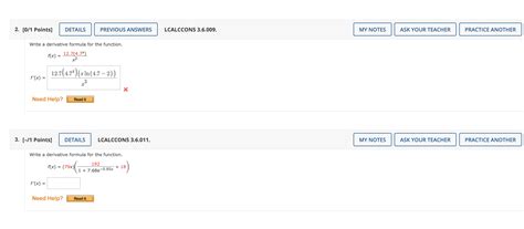 Write A Derivative Formula For The Function