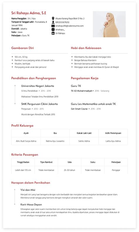 Contoh Cv Taaruf Dan Panduan Lengkap Cara Membuatnya Cake