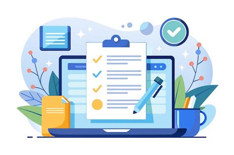 Premium Vector A Clipboard Displaying A Checklist For An Online Employment Contract Featuring