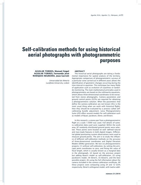 Pdf Self Calibration Methods For Using Historical Aerial Photographs With Photogrammetric Purposes