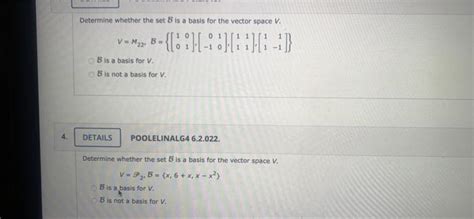 Solved Determine Whether The Set B Is A Basis For The Vector Chegg