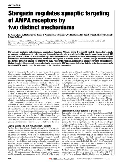 Pdf Stargazin Regulates Synaptic Targeting Of Ampa Receptors By Two