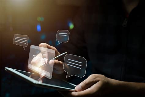 Ai 챗봇 챗봇 기술 및 비즈니스 디자인 글로벌 인터넷 통신 애플리케이션 개념 Brand Name Smart Phone에 대한 스톡 사진 및 기타 이미지 Brand