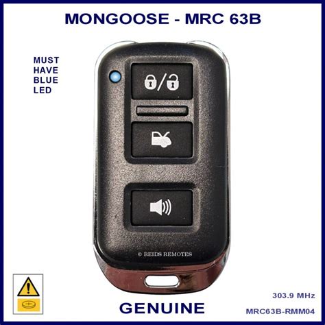 Mongoose Mrc63b 3 Button Alarm Remote With Blue Led For M60 Series