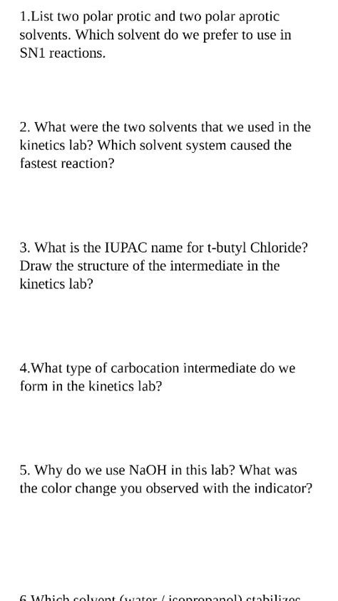 Solved 1.List two polar protic and two polar aprotic | Chegg.com