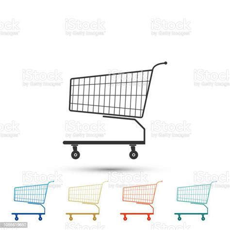 쇼핑 카트 아이콘을 흰색 배경에 고립입니다 컬러 아이콘에 요소를 설정 합니다 평면 디자인입니다 벡터 일러스트 레이 션 개념에 대한 스톡 벡터 아트 및 기타 이미지 Istock