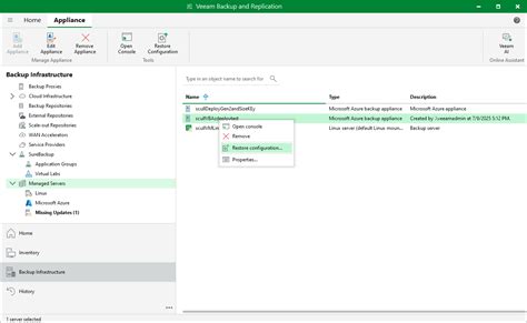 Step 1 Launch Configuration Restore Wizard Veeam Backup For Microsoft Azure Guide
