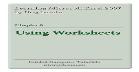 Pdf Learning Microsoft Excel 2007 Worksheets Dokumentips