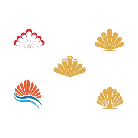 Set Shell Logo Template Vector Symbol Animal White Silhouette Vector