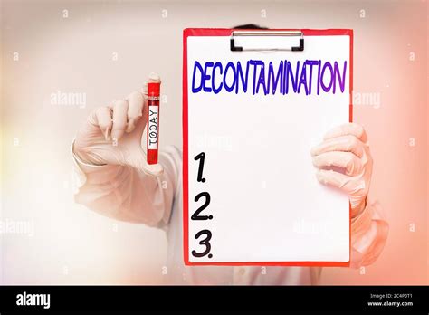 Conceptual Hand Writing Showing Decontamination Concept Meaning Neutralizing Every Presence Of