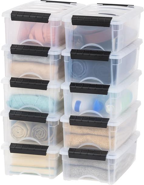 6 Qt Stackable Plastic Storage Bins With Lids 10 Pack Bpa Free Made In Usa See Through