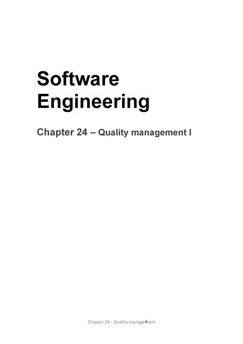Software Engineering Ch24 Quality Management Lecture 1 Software