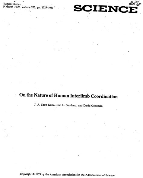 PDF On The Nature Of Human Interlimb Coordination