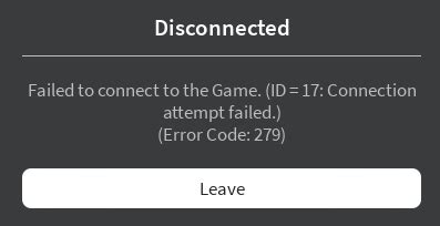 Fix Roblox Failed To Connect ID 17 Error Code 279 Stealthy Gaming
