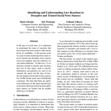 Identifying And Understanding User Reactions To Deceptive And Trusted Social News Sources Acl