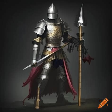 Mythical Knight Holding A Spear On Craiyon