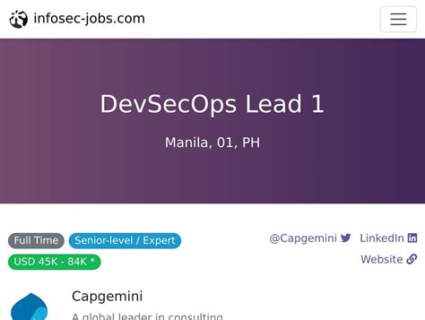 Hiring Devsecops Lead 1 In Manila 01 Ph Rinfosecjobs
