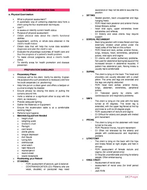 Collection Of Objective Data 14 P A G E B Collection Of Objective Data A Physical