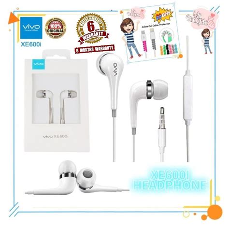 Vivo XE600i Earbuds Wired Earphones With Mic Handsfree Headphone 3 5mm White Colour Original