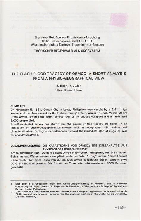 Pdf The Flash Flood Tragedy Of Ormoc A Short Analysis From A Physio Geographical View