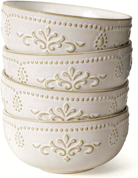 Artena Soup Bowls 32 Oz Cereal Bowls Set Of 4 Embossment