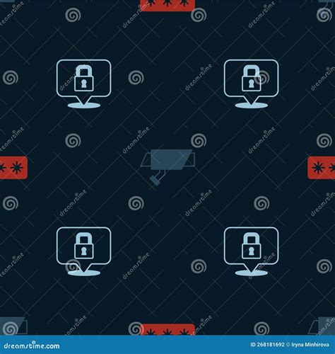 Set Password Protection Security Camera And Lock On Seamless Pattern Vector Stock Vector