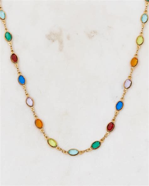 Gold Necklace Colourful Stone Necklace Erijewelry