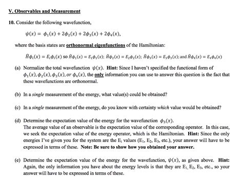 Solved V Observables And Measurement Consider The Chegg