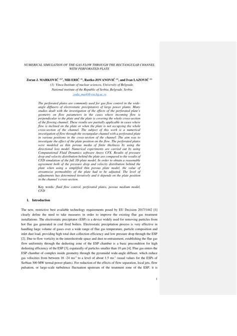 pdf numerical simulation of the gas flow through the rectangular