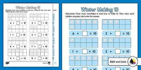 Kindergarten Winter Making 10 Worksheet Teacher Made