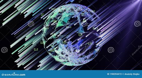 abstract polygonaly artificial intelligence spherical grid with data