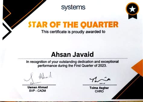 Ahsan Jawaid On Linkedin Starofthequarter Hardworkpaysoff Systemslimited 24 Comments