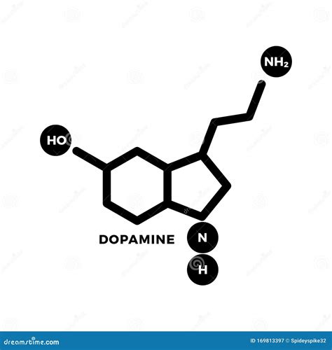 Human Hormone Dopamine Concept Chemical Skeletal Formula Icon Label