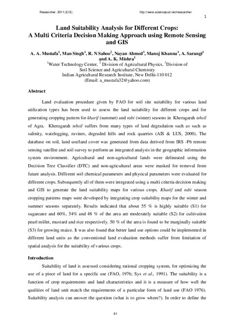 Pdf Land Suitability Analysis For Different Crops A Multi Criteria