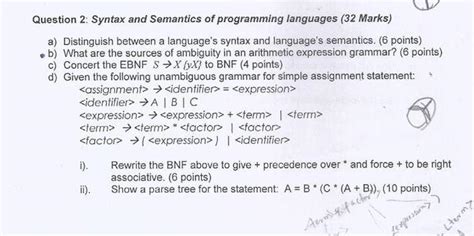 Solved Question 2 Syntax And Semantics Of Programming