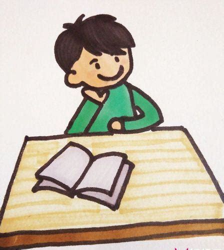 小男孩看书时的简笔画 小男孩看书时的简笔画图片 画趣文库（我爱生活）