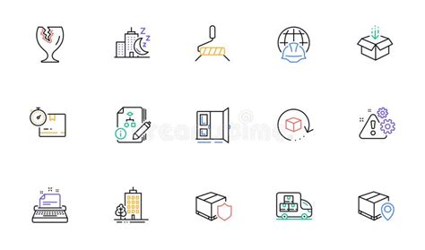 Open Door Algorithm And Night City Line Icons For Website Printing