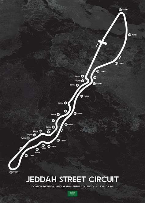 Jeddah Street Circuit Poster Mapsters Tapestry Textile By Plc Freya Fine Art America