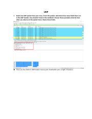 UDP UDP 1 Select One UDP Packet From Your Trace From This Packet Determine How Many Fields