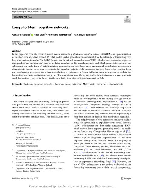 Pdf Long Short Term Cognitive Networks