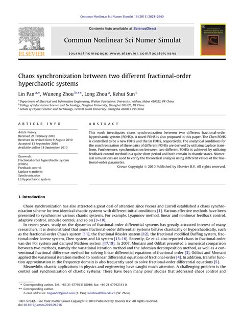 Pdf Chaos And Bifurcations Of The Fractional Order Unified System