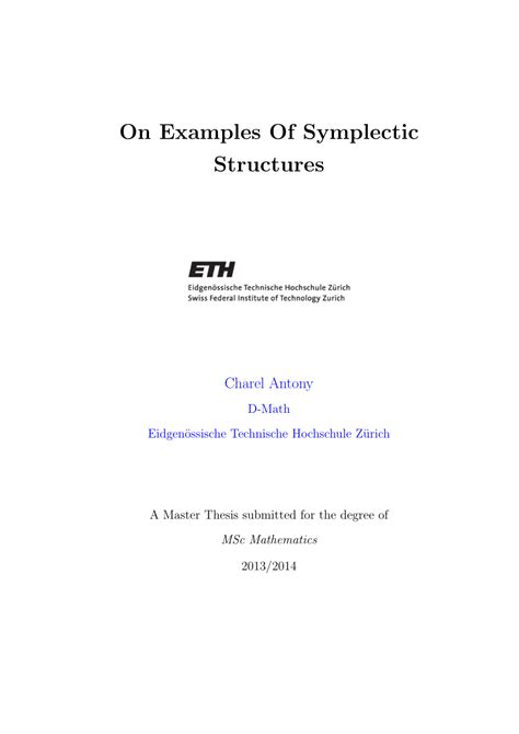 Pdf On Existence Of Symplectic Structures