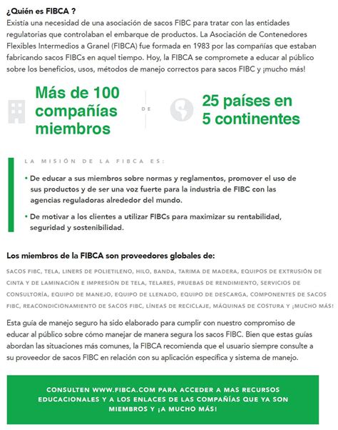 FIBC Safe Handling Guidelines Poster SPANISH FIBCA