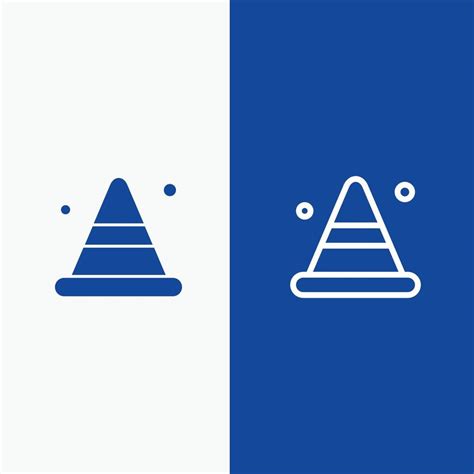 Alert Cone Construction Road Line And Glyph Solid Icon Blue Banner Line And Glyph Solid Icon
