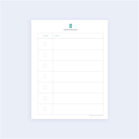 Color Coding Key Printable Simplified